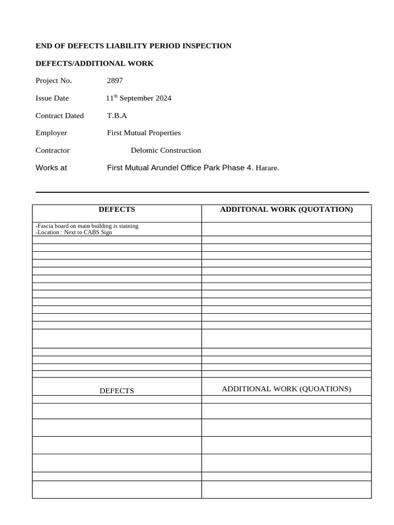 Defects Inspection Report: Arundel Office | PDF