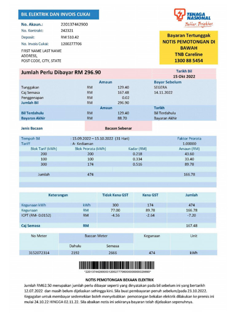 Electricity Utility Bill Malaysia | PDF