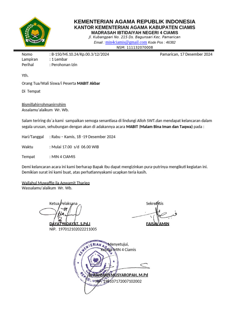 Surat Undangan Mabit 2024 | PDF