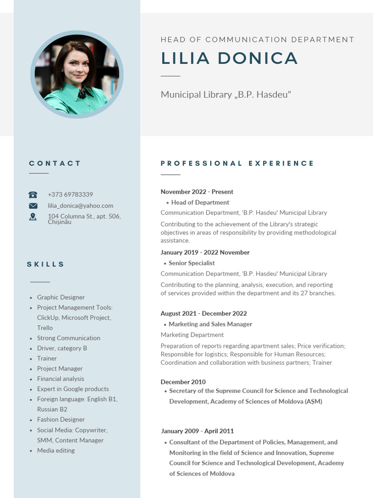 Professional CV Donica Lilia | PDF