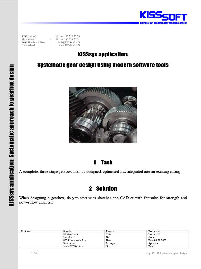 Systematic Gear Design with KISSsys | PDF | Friction | Gear