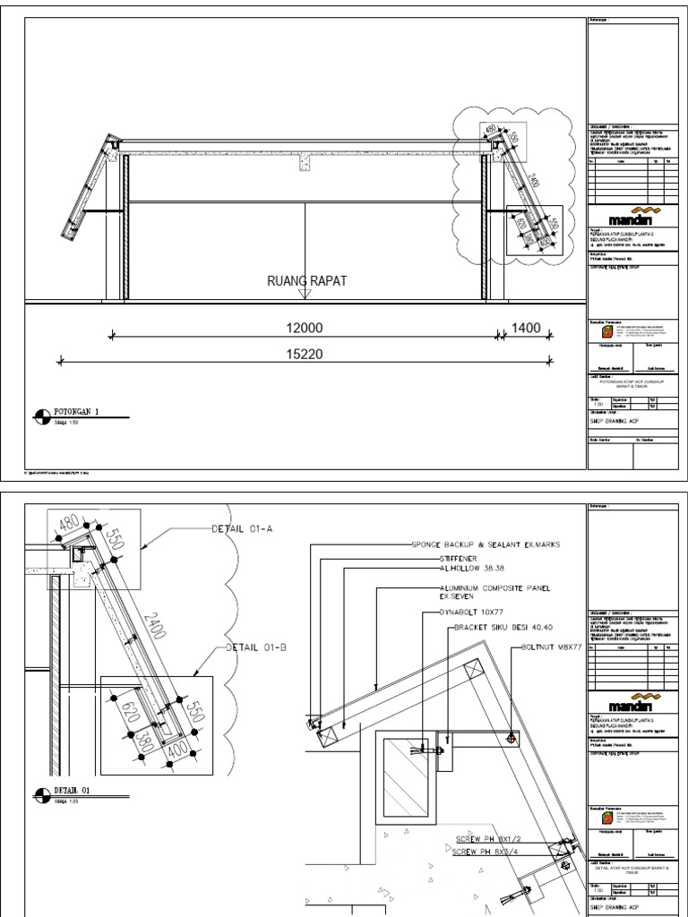 Potongan Dan Detail Acp Atap Kecil & Atap Besar | PDF