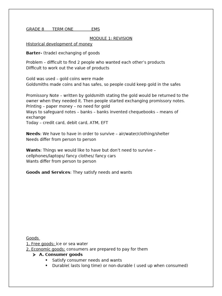 Grade 8 Ems Notes | PDF | Debits And Credits | Taxes