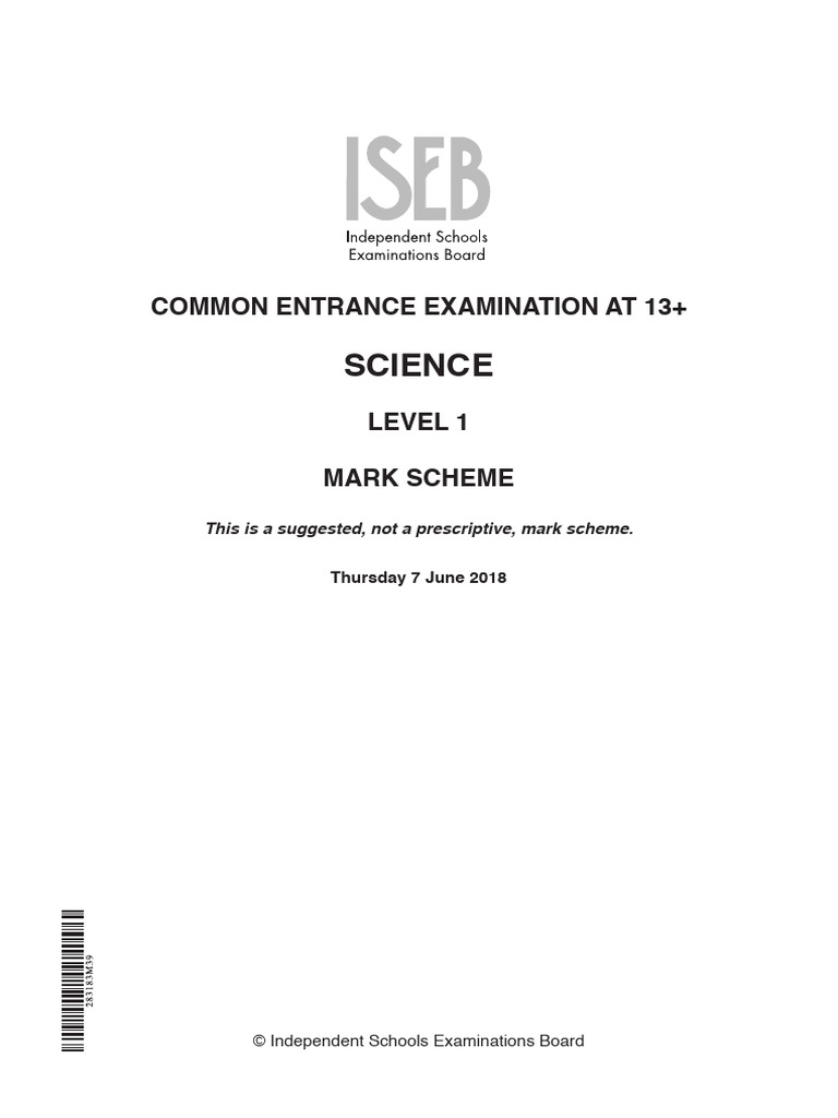 13+ Science Common Entrance Mark Scheme | PDF | Plants | Water