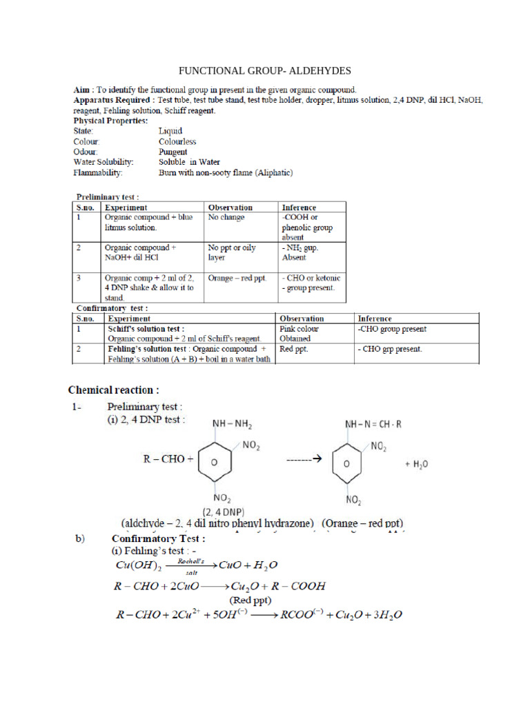 FUNCTIONAL GROUP ALDEHYDES | PDF