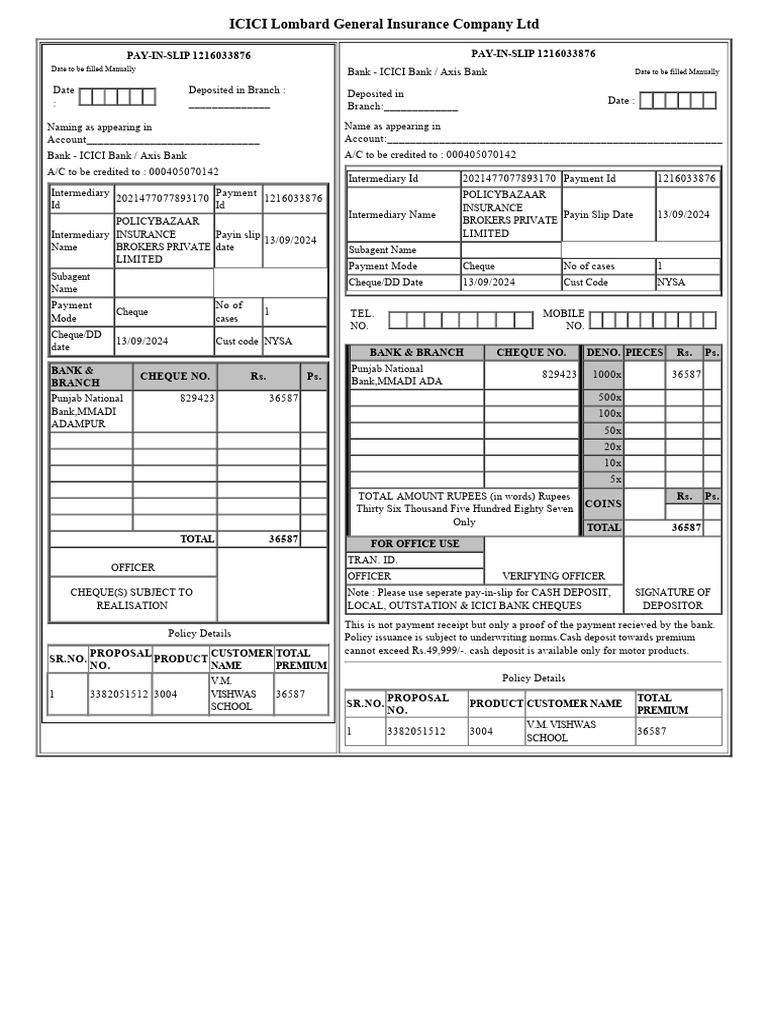 Payin_Slip (2) | PDF | Payments | Banks