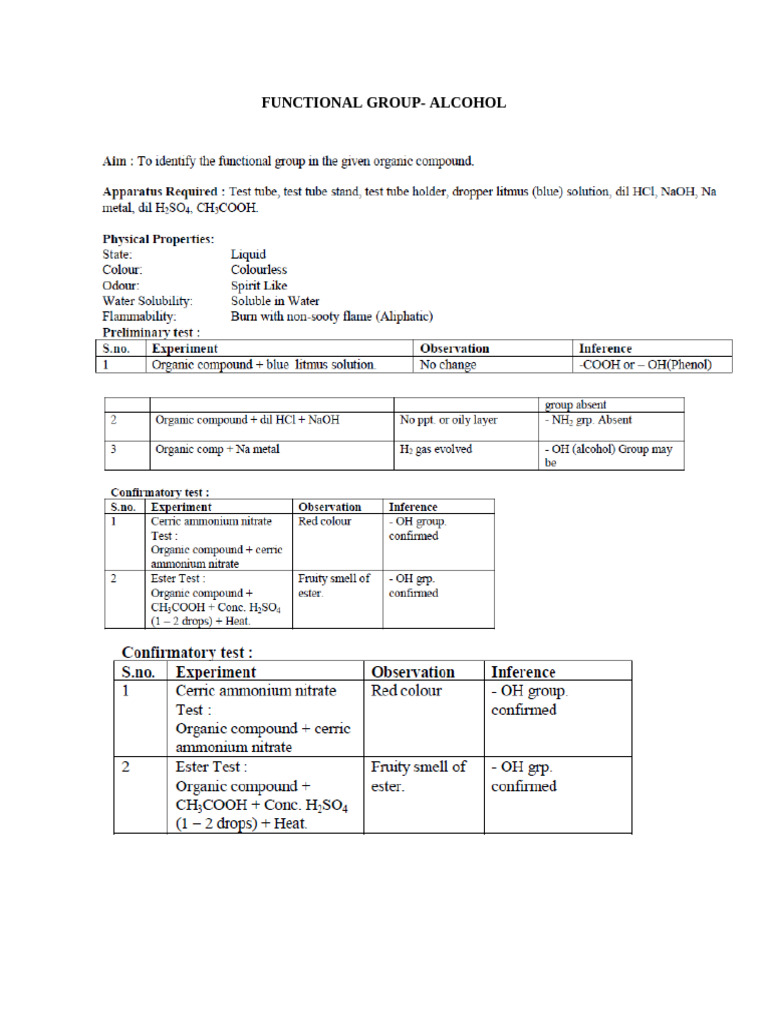 Functional Group - Alcohol | PDF