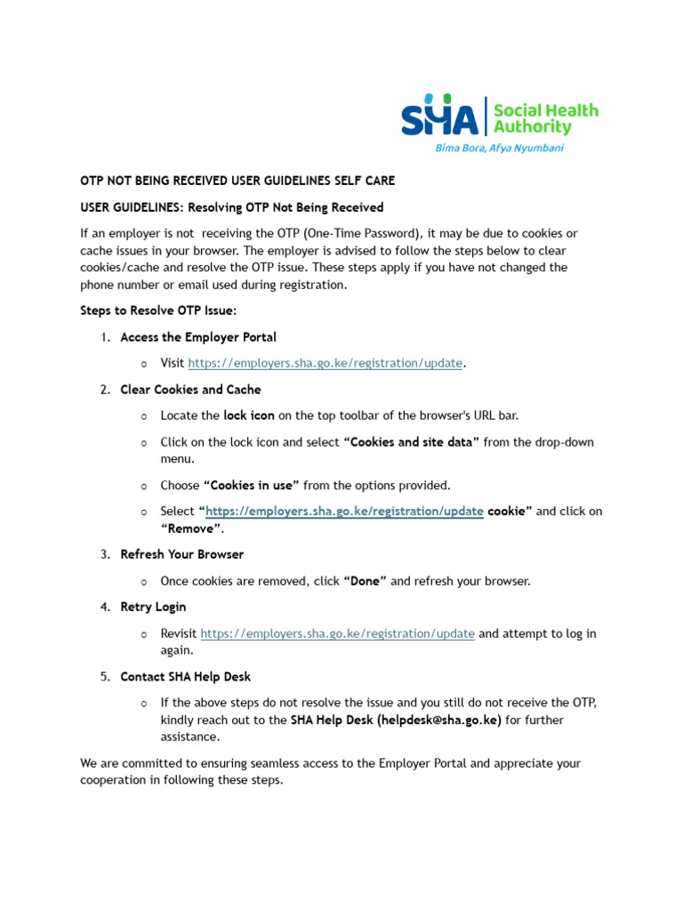 Otp Not Being Received User Guidelines | PDF