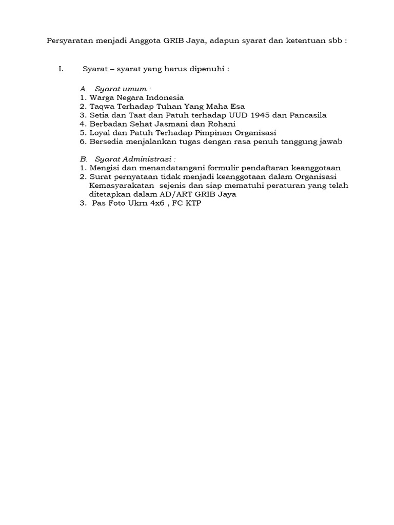 Formulir Keanggotaan GRIB | PDF