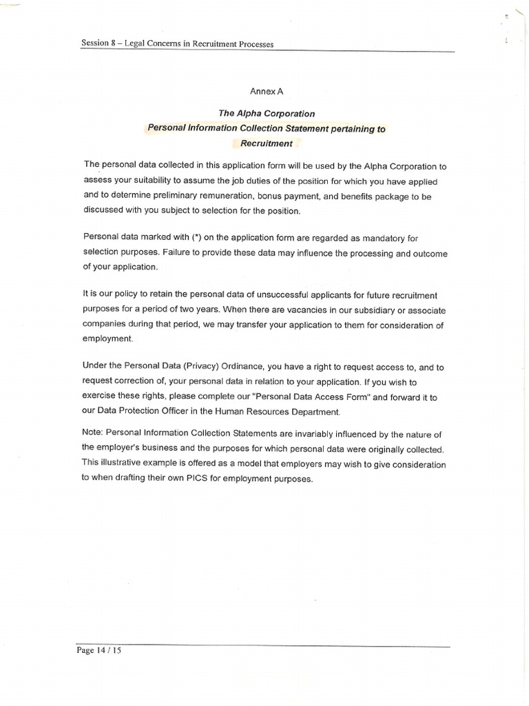 HKMA - Personal Information Collection Statement (A) | PDF