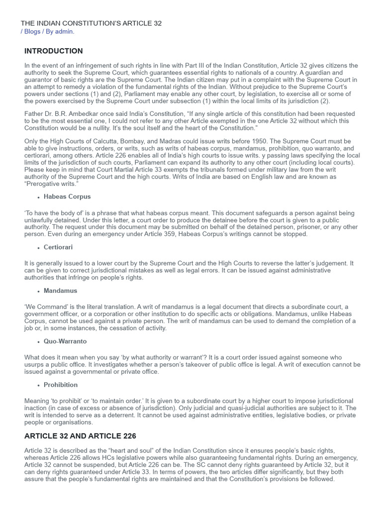 writs short | PDF | Writ | Habeas Corpus