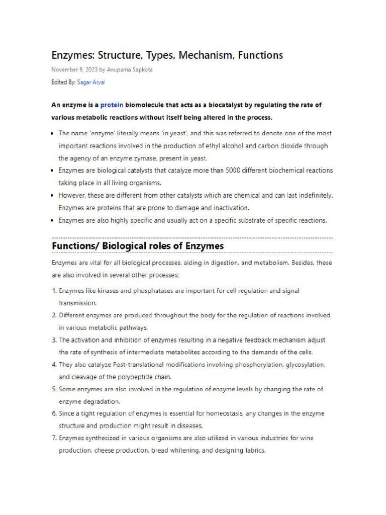 Enzyme Introduction | PDF