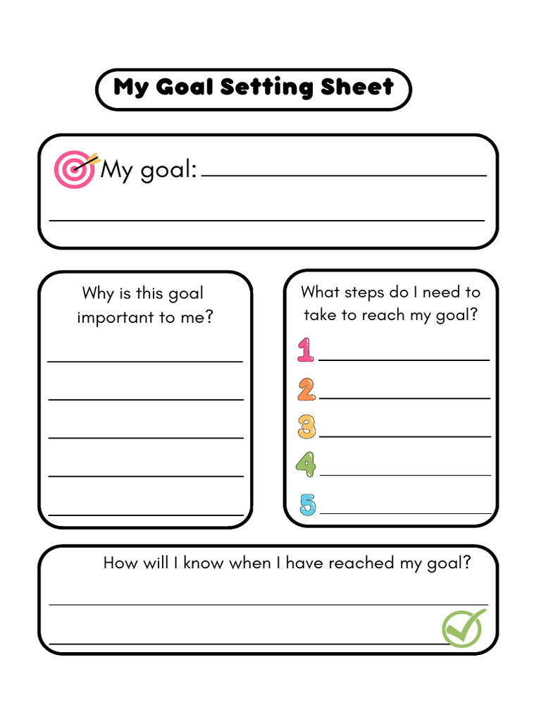 Colorful Simple Education Goal Setting Worksheet | PDF