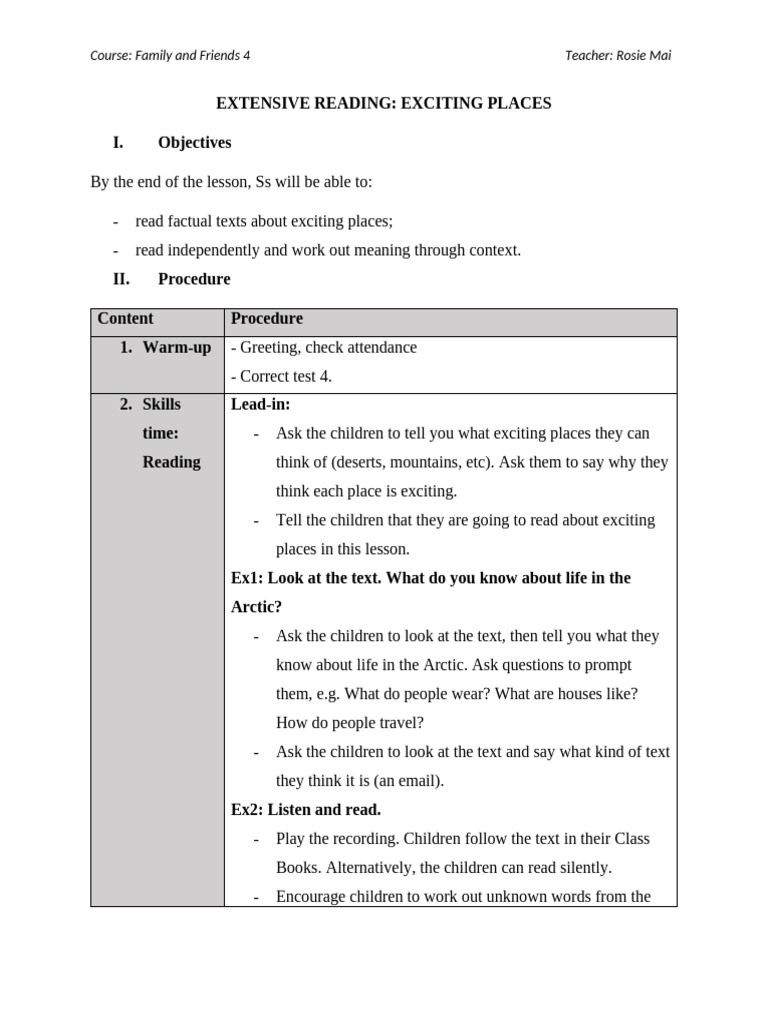 Fa4 - Extensive Reading Exciting Places | PDF | Reading Comprehension ...