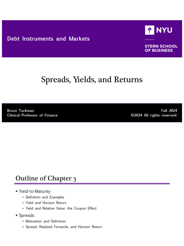 Chapter 3 Returns Spreads Yields | PDF | Bonds (Finance) | Yield (Finance)