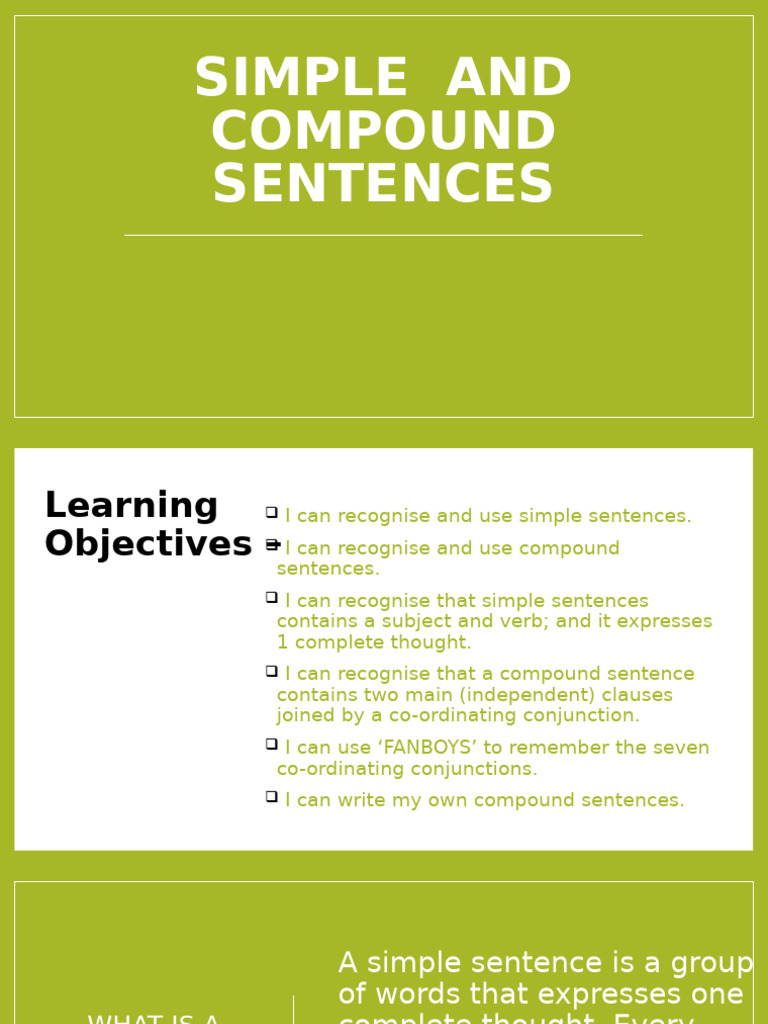 Simple and Compound Sentences Guide | PDF | Theseus | Sentence ...