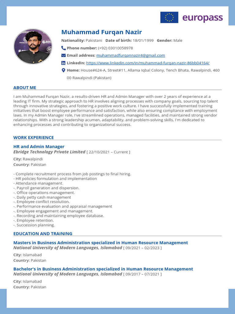 CV - Muhammad Furqan Nazir | PDF | Human Resource Management | Human Resources