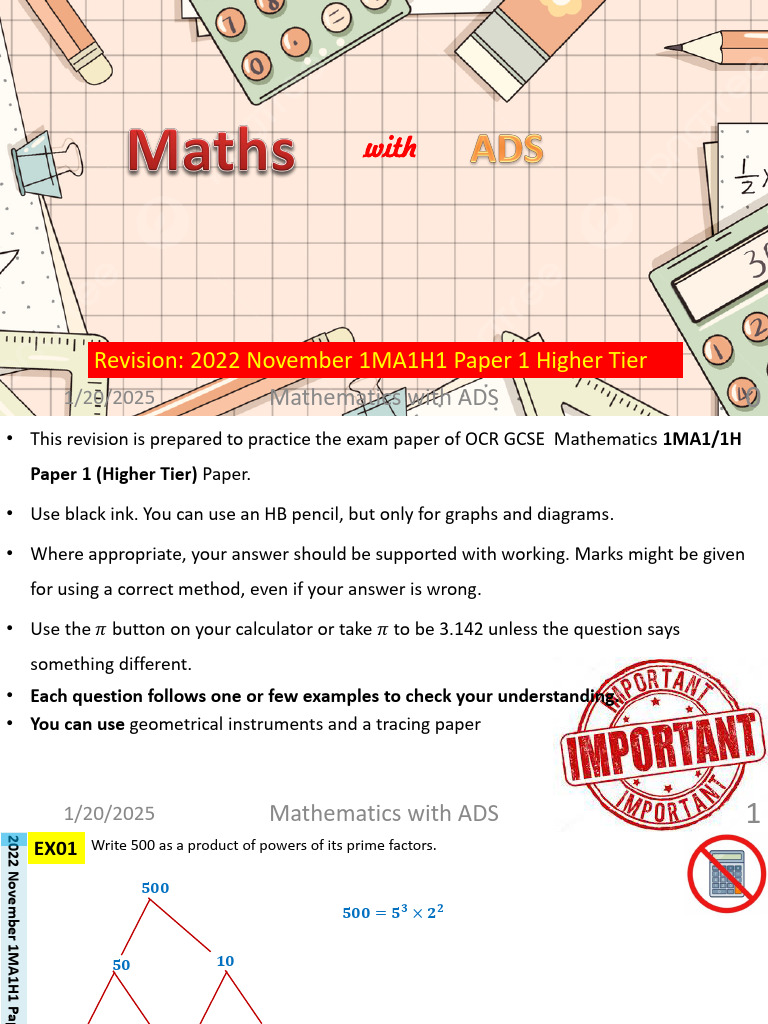 OCR GCSE Maths 1MA1/1H Exam Revision | PDF | Ratio | Shape