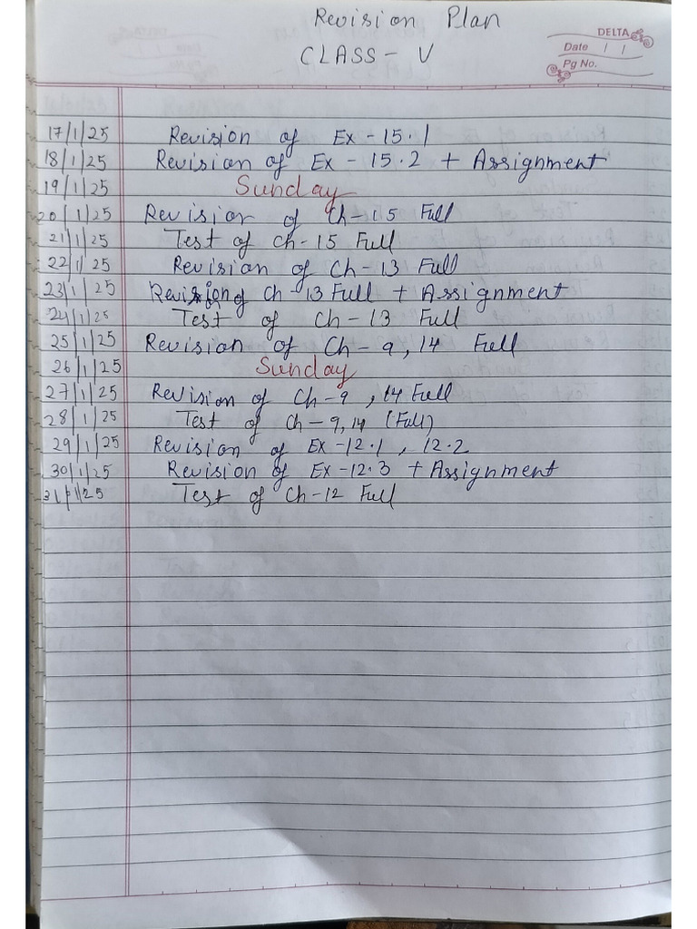 Revision Work of Class V | PDF