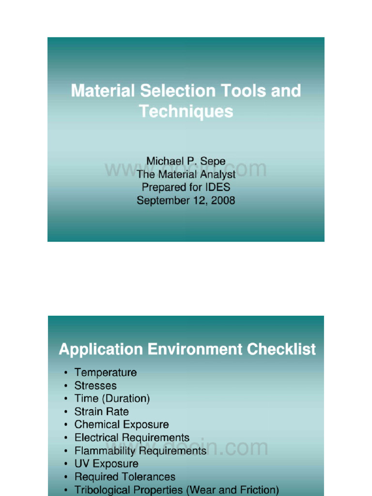Plastic Material Selection Techniques | PDF