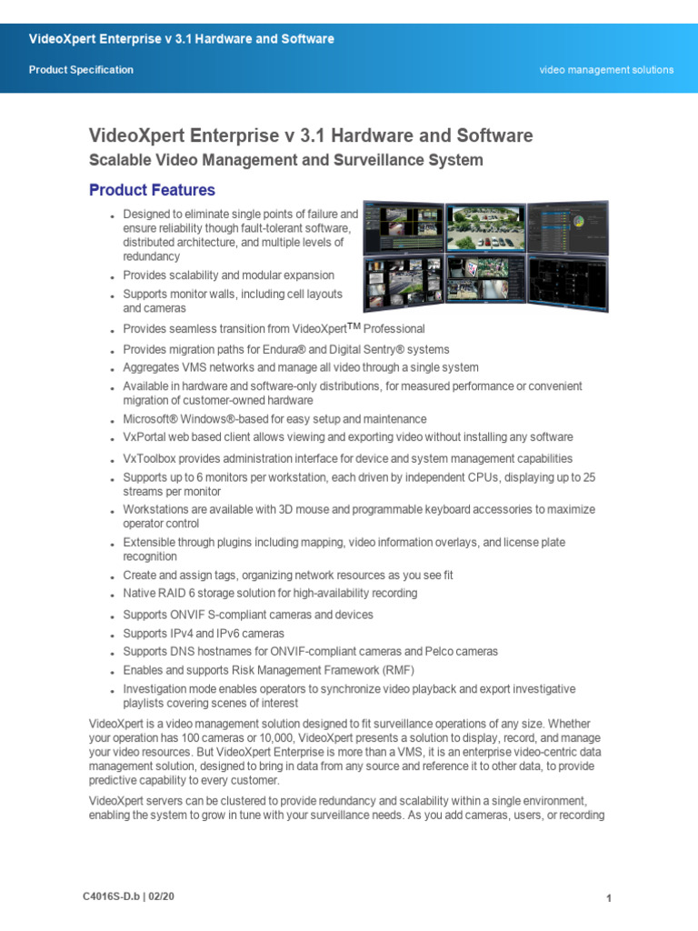 VideoXpert Enterprise V 3.1 Hardware and Software Product Specification | PDF | Computer Network ...