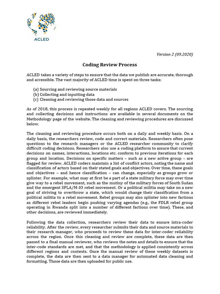 ACLED Coding-Review-Process v2 September-2020 | PDF | Data | Computing