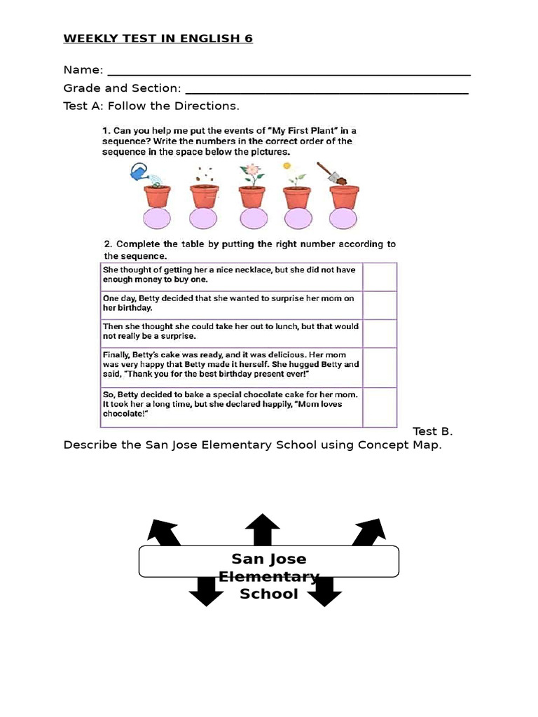 Weekly English Test for Grade 6 | PDF