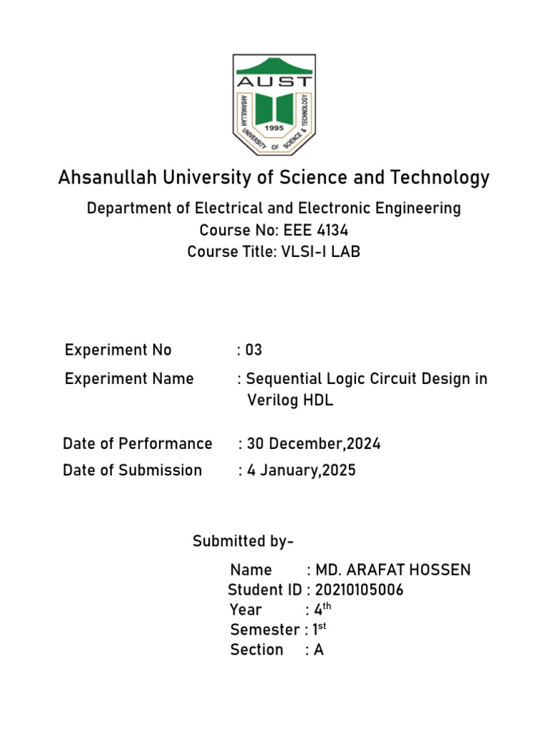 Ahsanullah University of Science and Technology: TH ST | PDF
