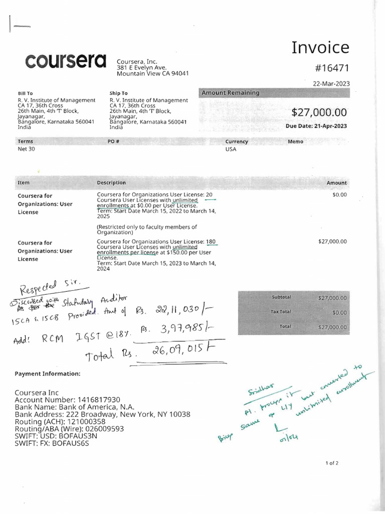 Coursera User License Invoice Details | PDF | Capital Gains Tax ...