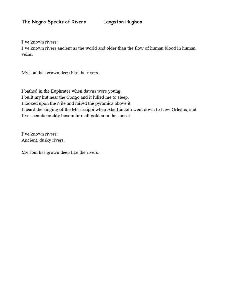 The Negro Speaks of Rivers Langston Hughes | PDF