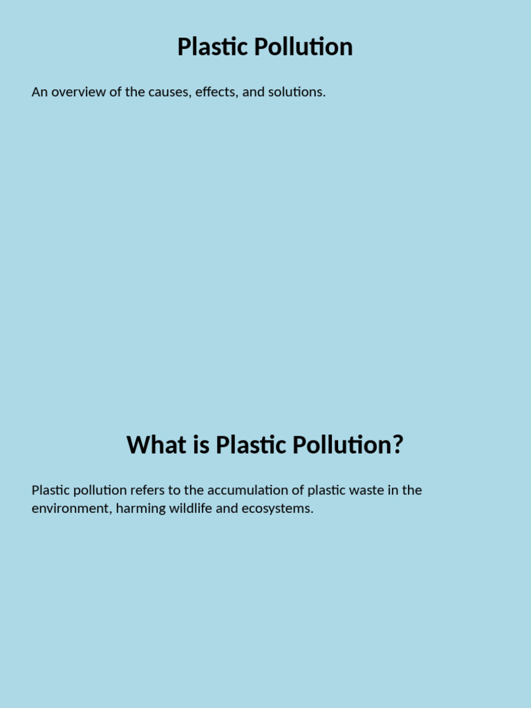 Overview of Plastic Pollution Issues | PDF