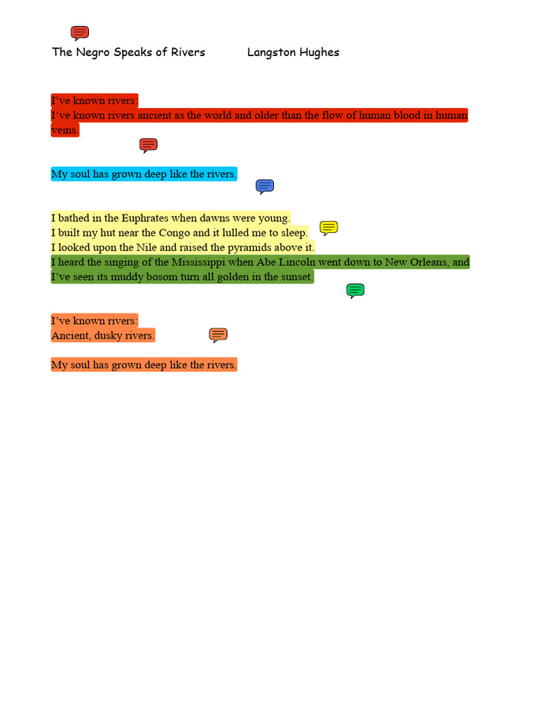 The Negro Speaks of Rivers Langston Hughes | PDF