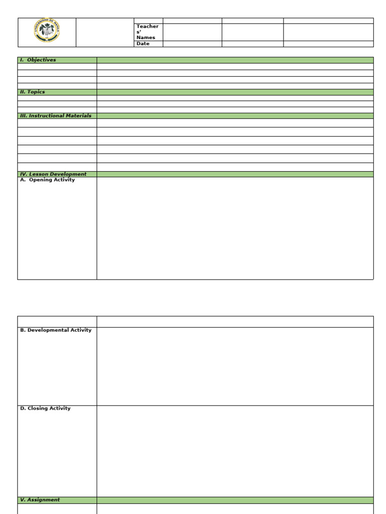 Lesson Plan Structure Guide | PDF