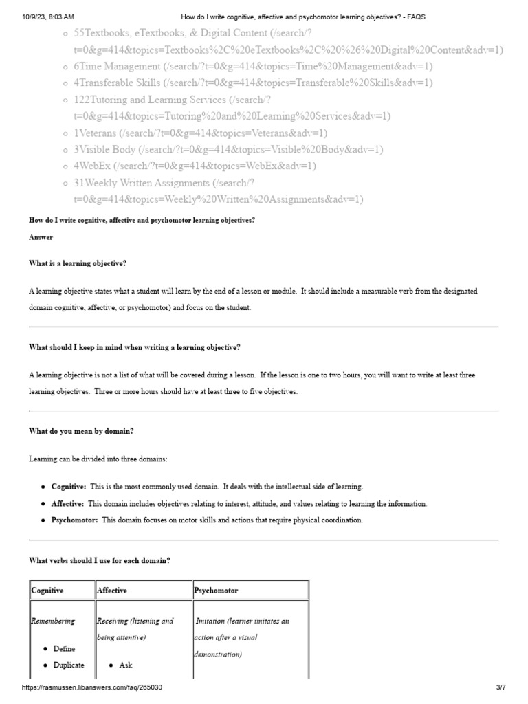 Writing Learning Objectives Guide | PDF | Learning | Cognition