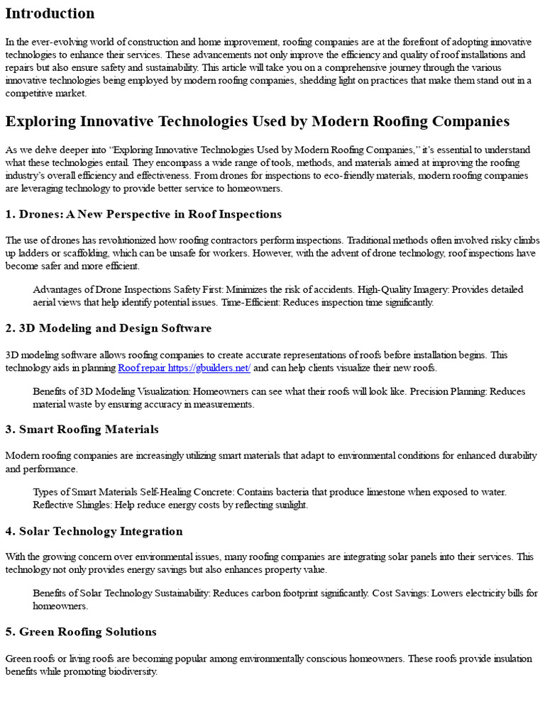 "Exploring Innovative Technologies Used by Modern Roofing Companies ...