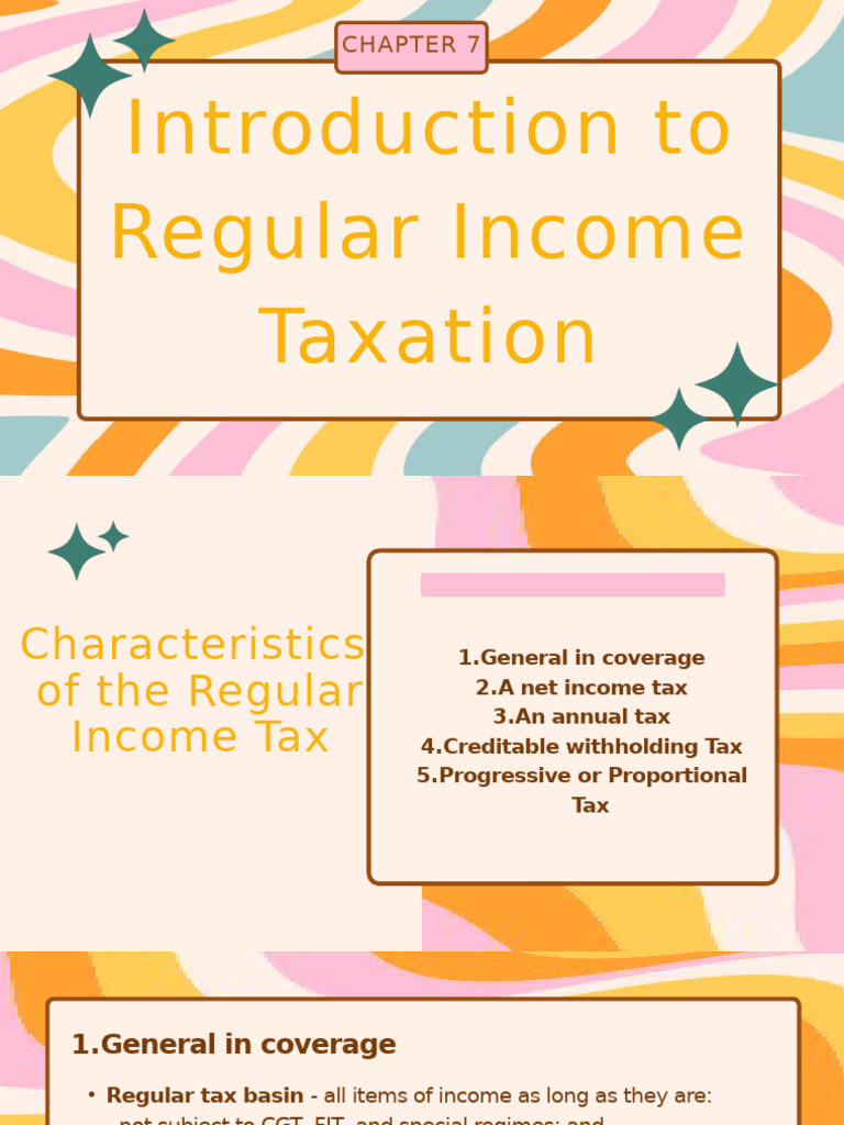 Chapter 7 - Intro To Regular Income Taxation | PDF | Income Tax | Gross ...