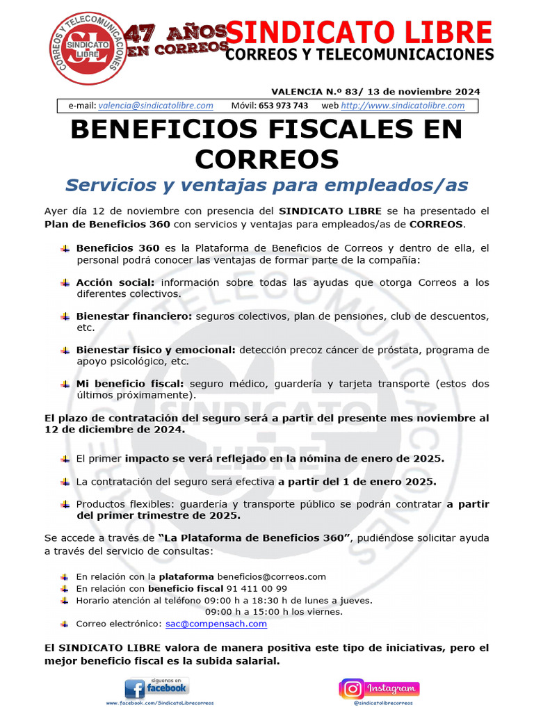 Beneficios Fiscales para Empleados de Correos | PDF