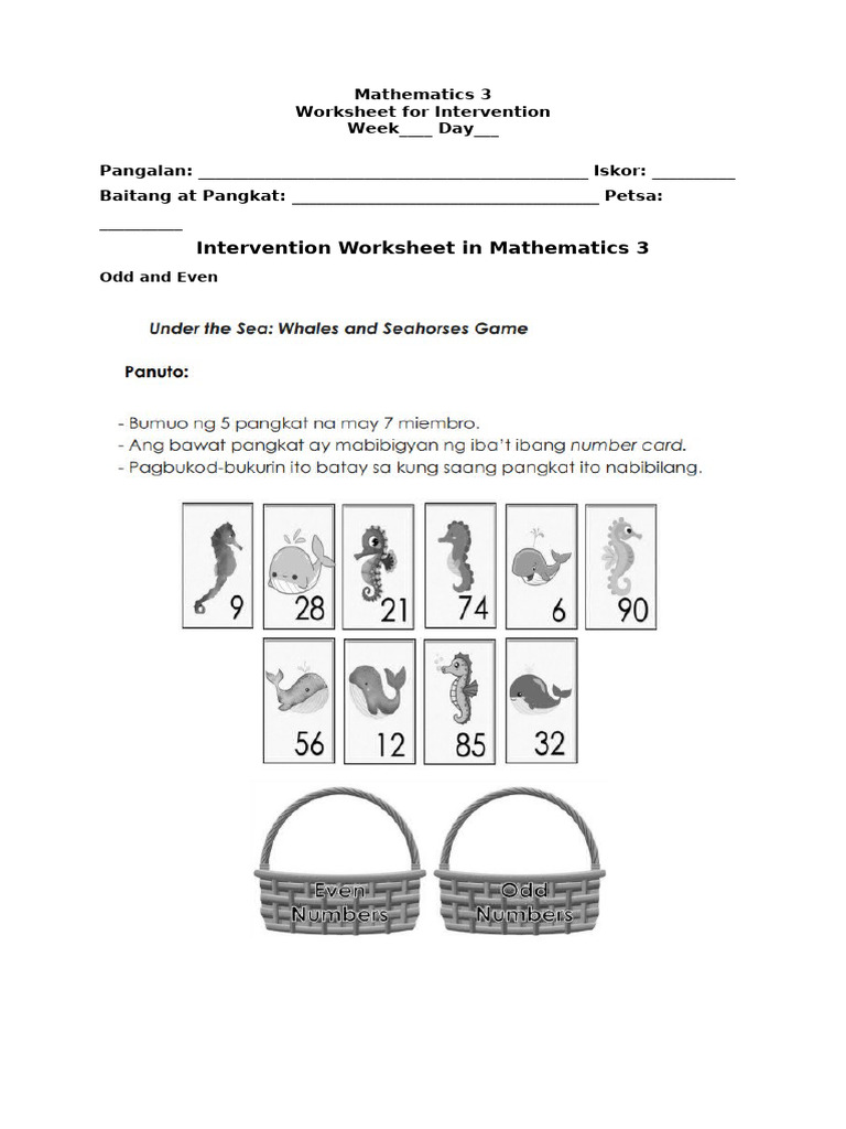 Intervention Worksheet For Grade 3 - 020208 | PDF