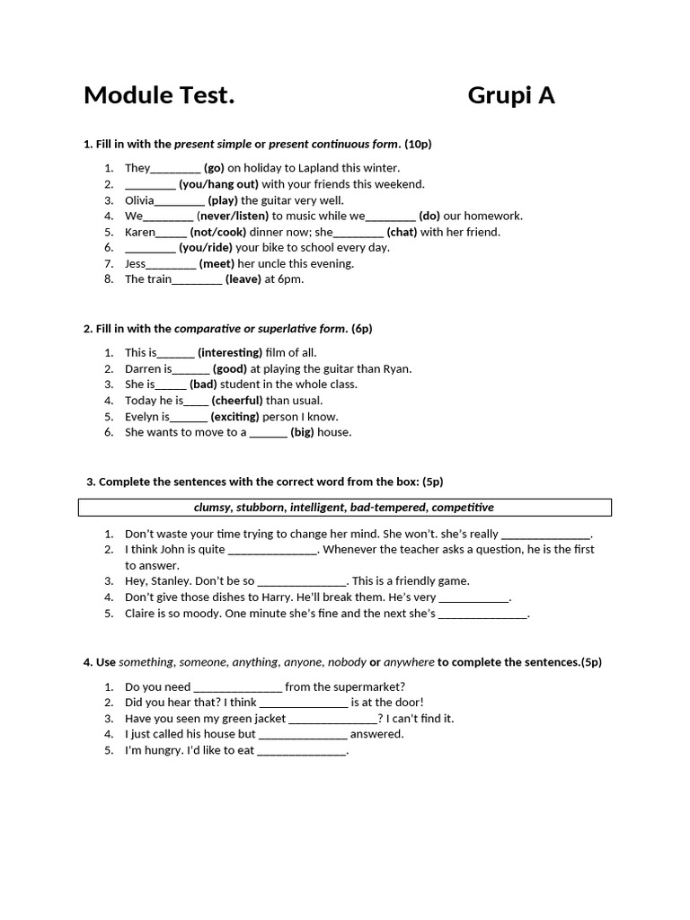 Module Test Gr A | PDF