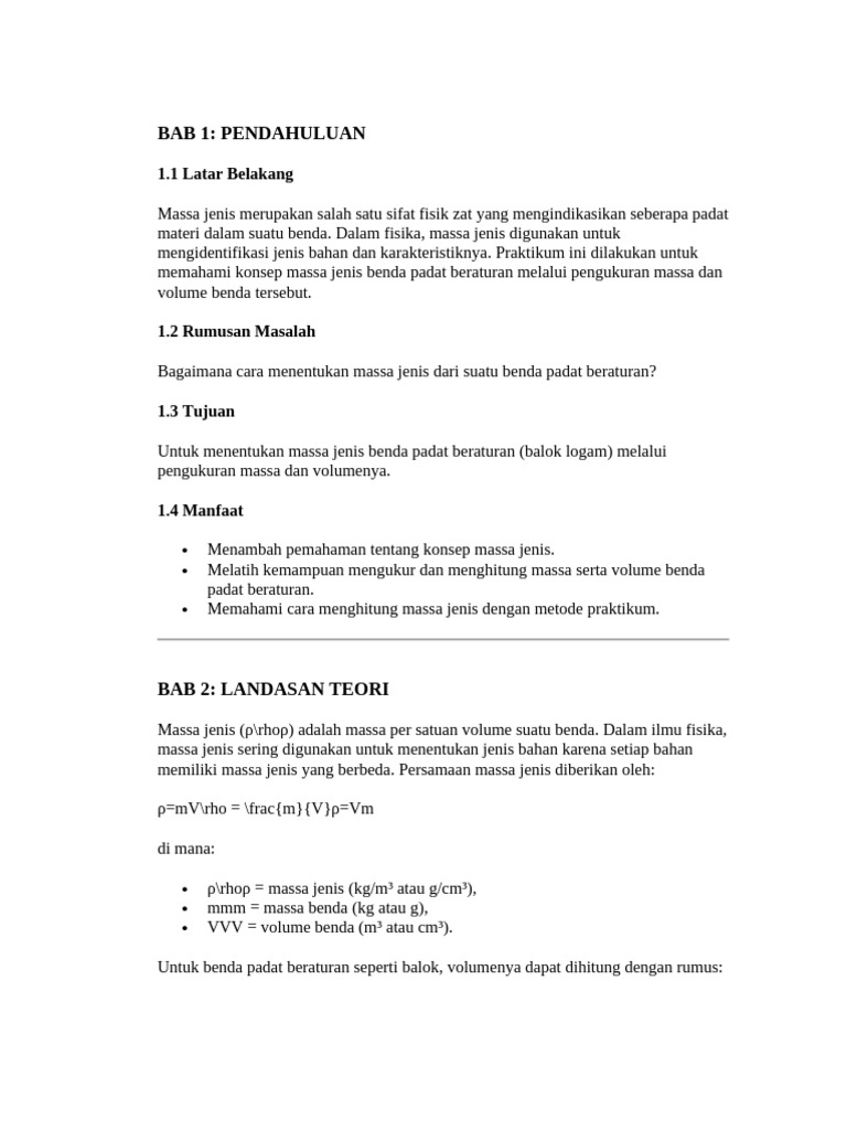 Mengukur Massa Jenis Benda Padat | PDF