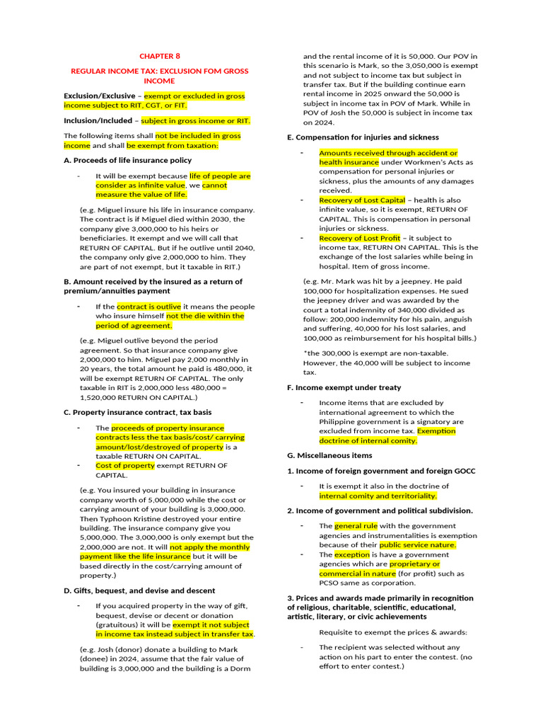CHAPTER 8 - RIT Exclusion From Gross Income | PDF | Mutual Funds ...