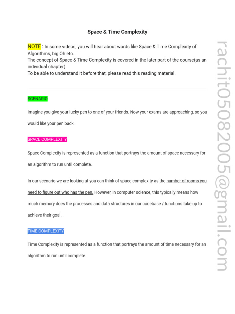 Space and Time Complexity | PDF | Time Complexity | Computing