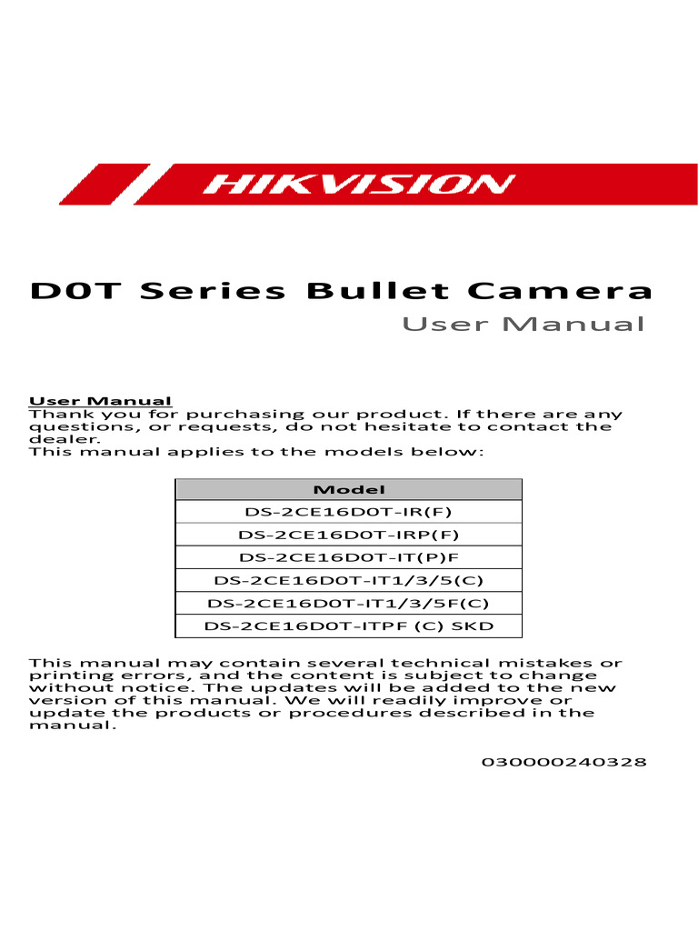 UD15324B C Baseline D0T Series Bullet Camera User Manual V3.0 20240328 ...
