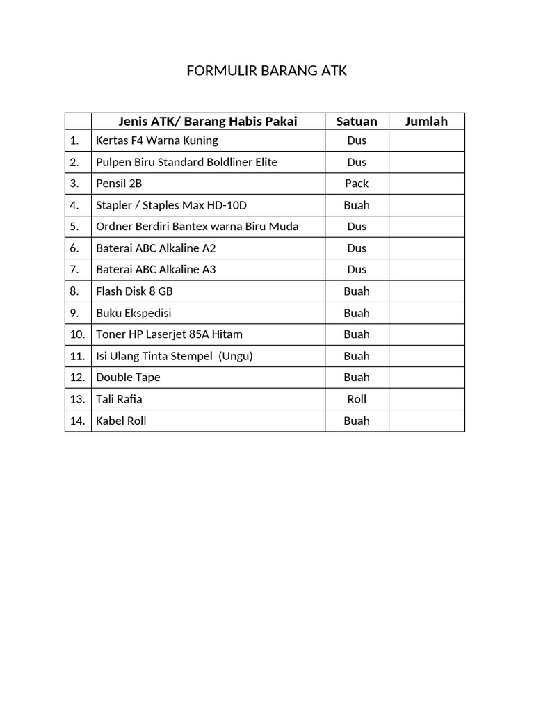 Formulir Barang Atk | PDF