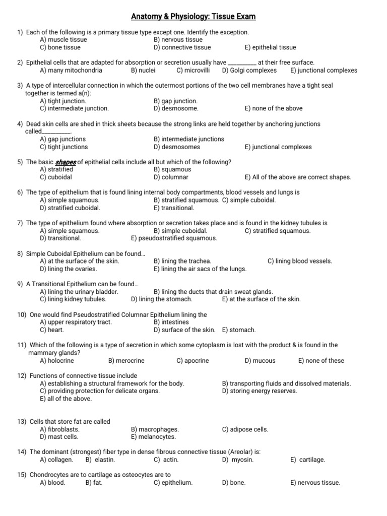 Tissues MCQ | PDF | Soft Tissue | Organ (Anatomy)
