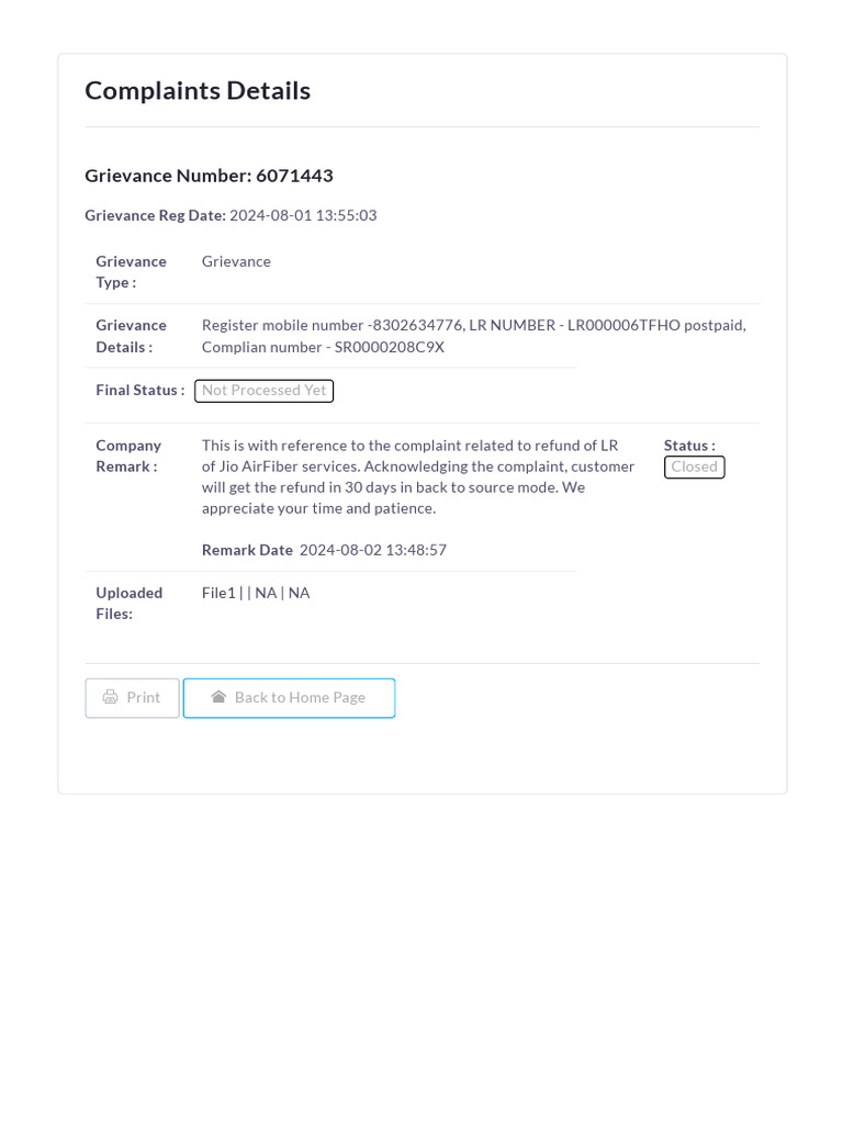 INGRAM - Track Grievance Details | PDF