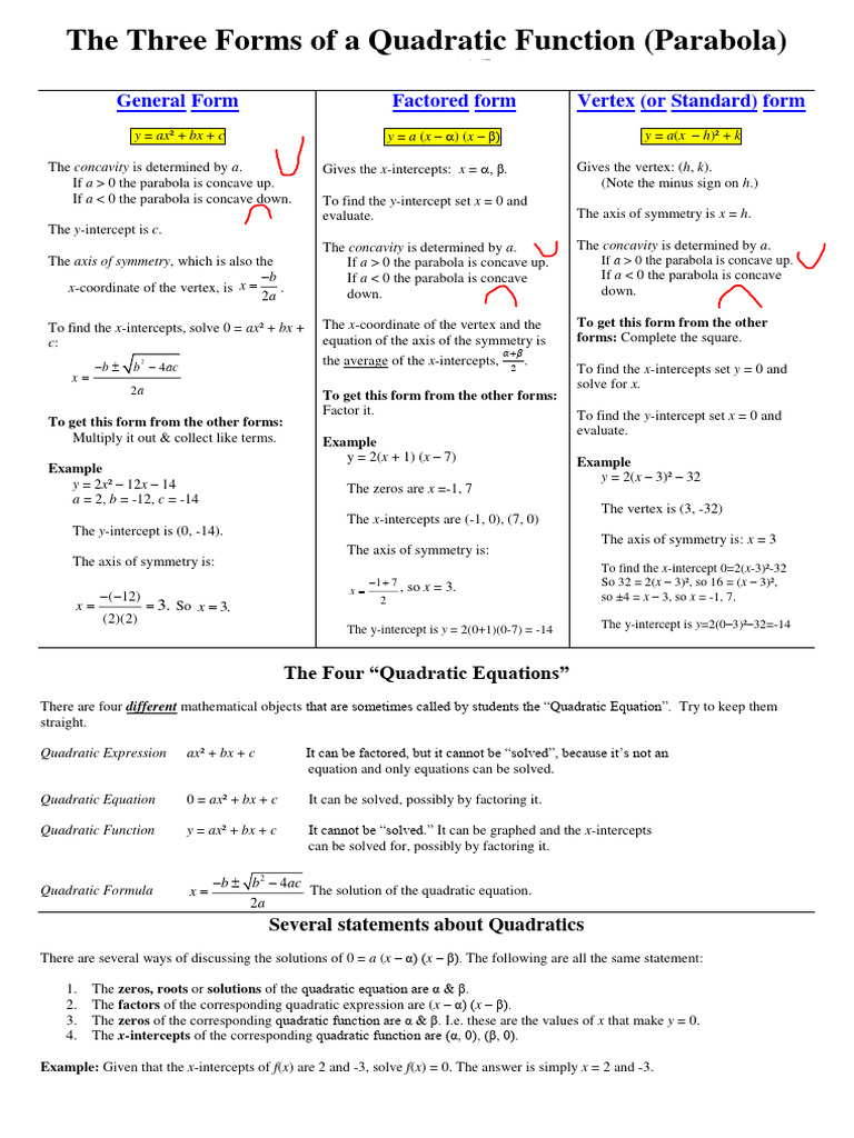 Three Forms Quadratic Equation | PDF | Algebra | Mathematical Objects
