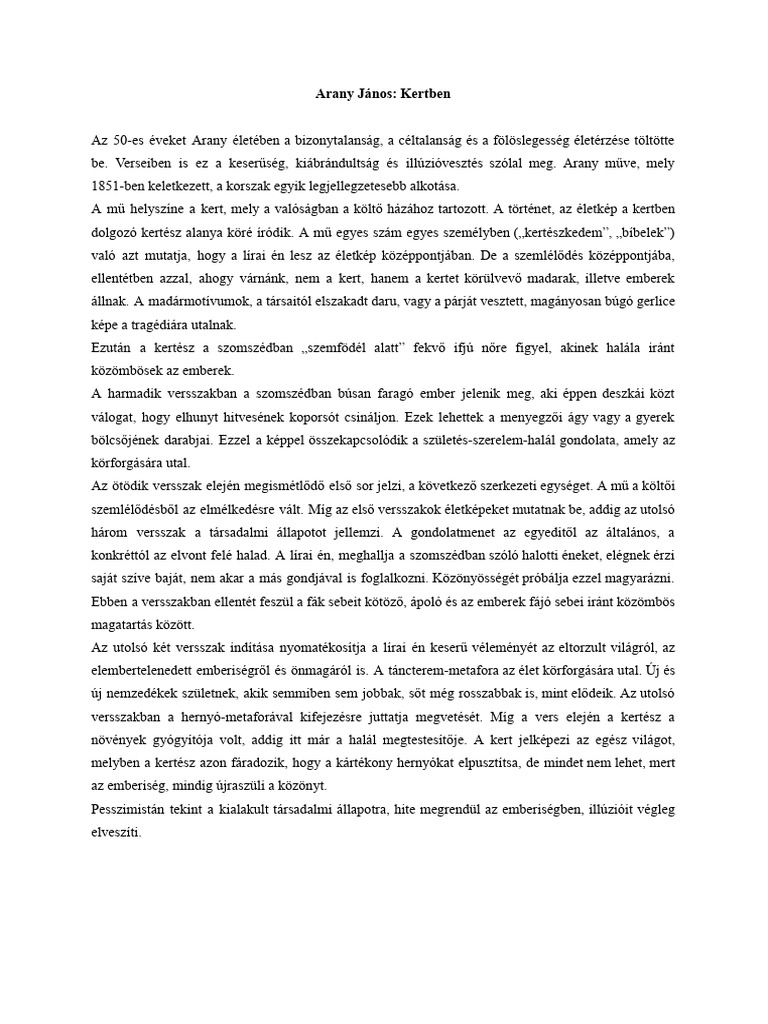 Arany J-Nos Kertben | PDF