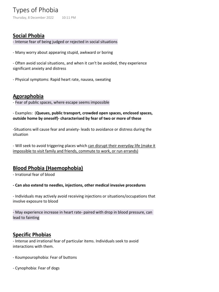 2 Types of Phobia | PDF