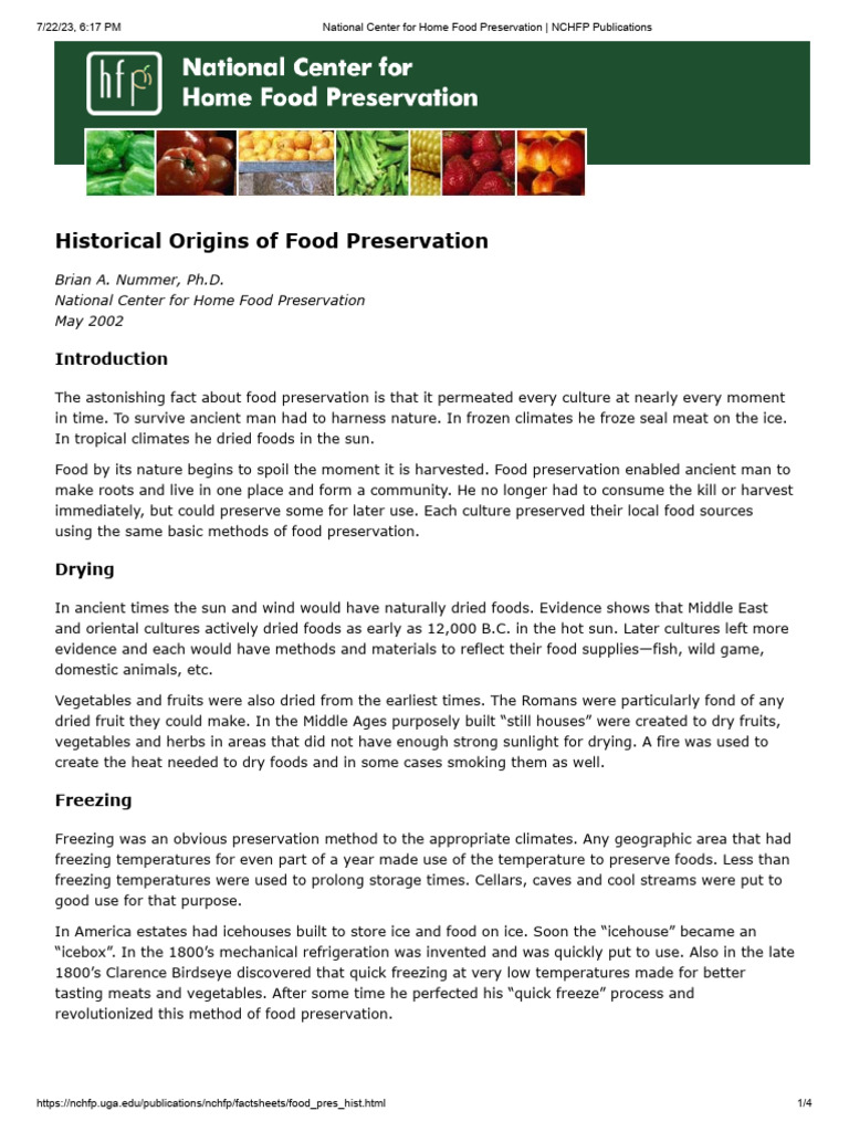 History of Food Preservation Methods | PDF | Food Preservation | Canning
